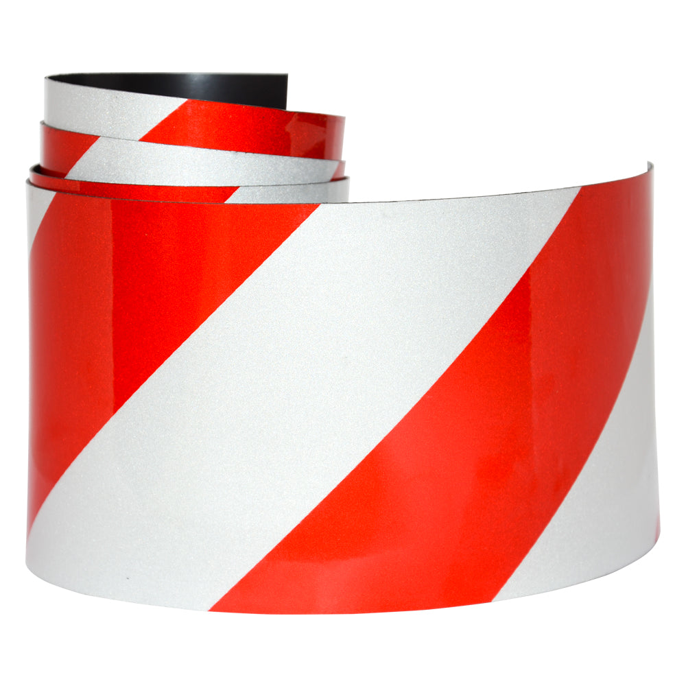 Magnetic Reflective Tape 1M x 100mm x 0.8mm | Hi-Vis Red and White Str ...